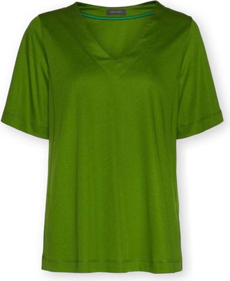 Elena Miro Femme, Tops, Vert, Taille: 48 FR T-shirt en coton &agrave; col en V