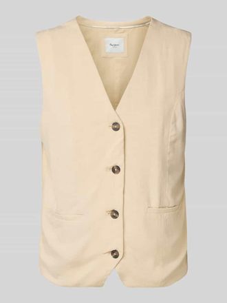 Pepe Jeans London Regular Fit Leinenweste aus Viskose-Lyocell-Mix Modell STELLA