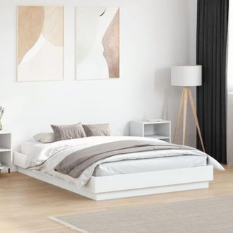 vidaXL Vidaxl - Cadre de lit blanc 120x190 cm - Bois ding&eacute;nierie durable - Lattes en contreplaqu&eacute; pour soutien optimal - Assemblage requis