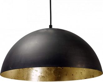 Licht-Erlebnisse Premium Pendelleuchte Grau Metall Ø40cm Innenschirm Gold Industrie Esstisch Wohnzimmer Hängelampe