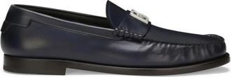 Dolce & Gabbana Homme, Chaussures, Bleu, Taille: 40 EU DG Logo Leather Mocassins