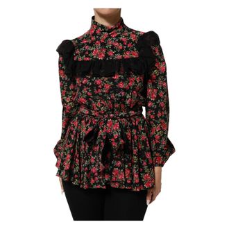 Dolce & Gabbana Bluse mit Blumenmuster und langen &Auml;rmeln - - Blouses & Shirts - Damen - Mehrfarbig - XS