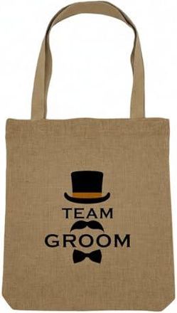 Fabulous Sac Shopping Tote Bag Aspect Lin - Team Groom Smoking Mariage Mari&eacute;e Gentleman Tuxedo - Sac de Courses Toile Epaisse 360g Beige Naturel Cabas Port&eacute; Ep