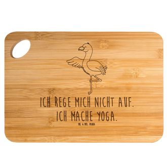 Mr. & Mrs. Panda Bambus - Schneidebrett Flamingo Yoga - Geschenk, Holzbrettchen, Holzbrett Küche, Holz Bretter, Frühstücksbrett, Küchenbrett