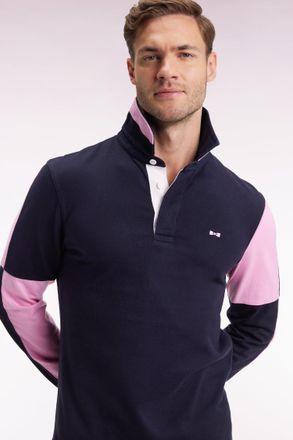 Eden Park Maillot &Agrave; Manches Longues En Jersey Colorblock Marine Coupe Droite