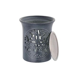 NKlaus Räucherstövchen 7,6x7,6cm Speckstein mit Räuchersieb - handgeschnitzt mit Lebensbaum-Motiv, kompakt für kleine Altare, Deko, Meditation & Duft 16679