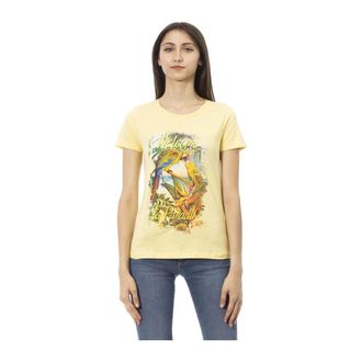 Trussardi Femme, Tops, Jaune, Taille: 36 FR T-shirt d&eacute;contract&eacute; &agrave; col rond avec impression frontale
