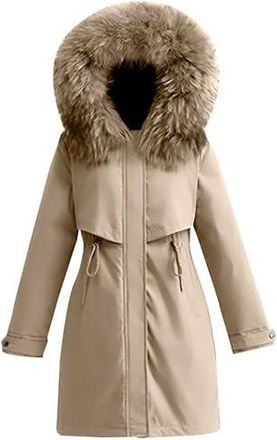 Generic Doudoune Femme Hiver Chaude Lined Jacket Women Womens Hooded Warm Winter Coat Quilted Thicken Puffer Jacket Fleece Oversized Outerwears Fashion Laple 