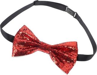 Vosarea Noeuds de Smoking pour Hommes, Noeud &agrave; Sequins Pr&eacute;-Nou&eacute; en Tissu et Cuir, R&eacute;glable pour Bal de Mariage et Soir&eacute;es Formelles, Rouge