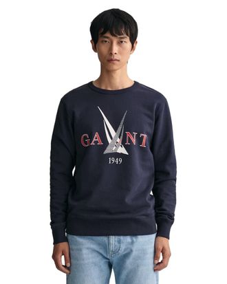 GANT Herren SAIL C-Neck Logo Rundhalspullover, Evening Blue, XL