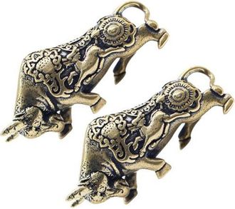 Beaupretty NOLITOY Lot de 2 Porte-Cl&eacute;s Suspendus en Cuivre Massif Grand Format Pendentif D&eacute;coratif de Boeuf Sculpt&eacute; Ancien Accessoire Cr&eacute;atif pour Cl&eacute;s et Paquet