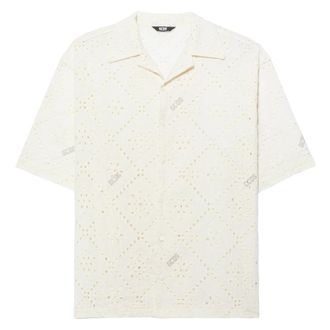 GCDS Broderie Anglaise Bowlinghemd - - Shirts - Herren - Wei&szlig; - S