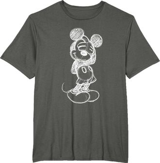 Disney Mickey Mouse Shy Sketch in White T-Shirt