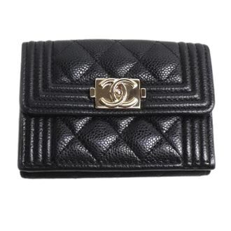 Chanel Pre-owned Boy Caviar Skin Trifold Wallet - - Pre-owned - Damen - Schwarzk - ONE SIZE