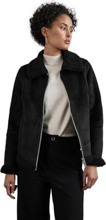 Street One A201959 Veste Courte avec Fourrure en Peluche, Noir, 48 Femmes