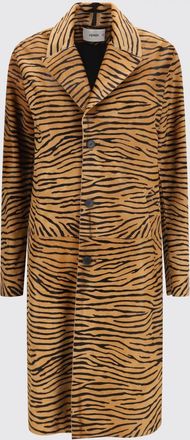 Fendi Manteau long droit en poulain &agrave; imprim&eacute; z&egrave;bre