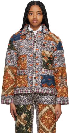 Bode Blouson matelassé multicolore à patchwork