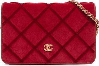 Chanel Hobo Bags - CC Quilted Velvet Wallet on Chain - Gr. unisize - in Rot - für Damen
