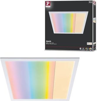 Paulmann 798.09 79809 Panneau LED 595 x 295 mm RGBW Smart Home Zigbee carr&eacute; avec 1 x plafonnier W &agrave; intensit&eacute; Variable Blanc Mat m&eacute;tal Lampe de Salon 2700 K, A
