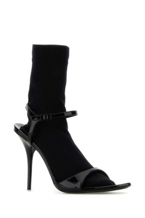 Balenciaga Womens Avenue Heel Sandal Black Calf Fabric