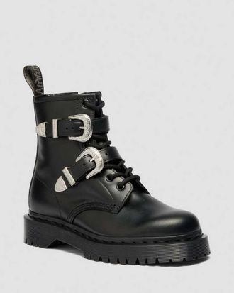 Dr. Martens 1460 Bex Western Buckle Leder Stiefel in Schwarz, Gr&ouml;&szlig;e: 36
