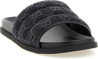 Gucci GG Quilted Denim Slides - black