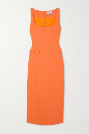 Rowen Rose Midikleid Aus Woll-cr&ecirc;pe - Orange