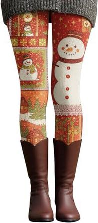 Generic Legging de Noël pour femme, imprimé fantaisie, extensible, tendance, vacances, taille haute, festif, thermique, décontracté, coupe ajustée, automne et