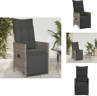 vidaXL Gartensessel Verstellbar mit Kissen Grau Poly Rattan - Gartenstuhl - Relaxsessel - Outdoor M&ouml;bel - Gartenm&ouml;bel - Polyethylenrattan
