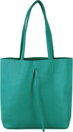 modamoda.de T253 - Ital. Henkeltasche mit Innentasche aus Leder, Farbe:T&uuml;rkisblau