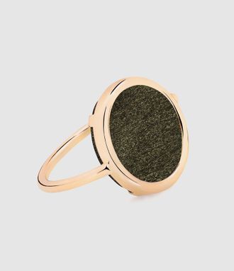 Ginette NY Bague Baby Disc Obsidienne Doré Or Rose
