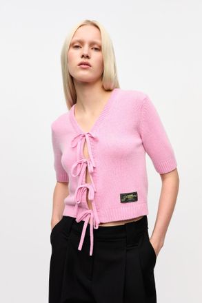 Ganni Cardigan en laine mélangée rose Recyclé - Taille L - Pour Femme