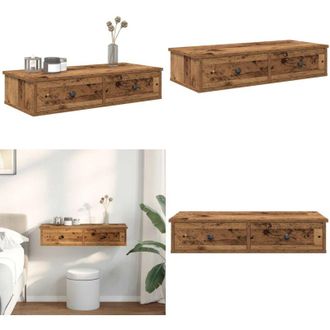 vidaXL Wandregal mit Schubladen Altholz-Optik 80x31x17cm Holzwerkstoff - Schubladen - Holzwerkstoff