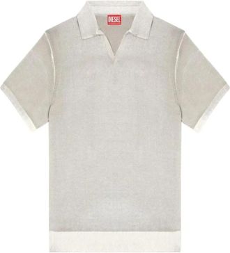 Diesel Homme, Tops, Gris, Taille: M Polo Maille Manches Courtes