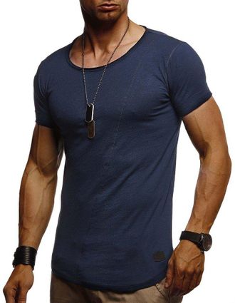 LEIF NELSON T-Shirt Herren Sommer Rundhals-Ausschnitt 100% Baumwolle (Blau, Größe XL) Herren-T-Shirt Rundkragen, Basic Männer T-Shirt Kurzarm