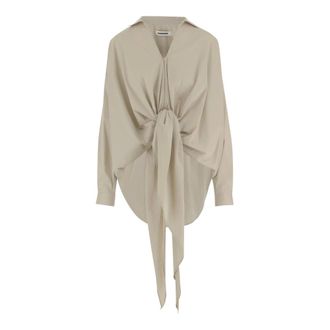 Darkpark Darkpark, Femme, Blouses et Chemises, Blanc, Taille: 36 FR Chemise Romy avec Avant et Ourlet Asym&eacute;trique