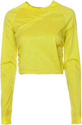 Ganni Femme, Tops, Jaune, Taille: 40 FR Blouse &agrave; boutons-pression