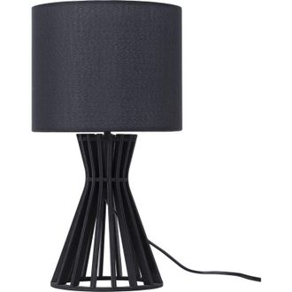 Beliani Lampe de Table D&eacute;co Noire en Bois et Tissu avec Base &agrave; Tiges Multiples E27 Max 40W pour Chambre Table de Chevet ou Salon au Design Moderne Beliani