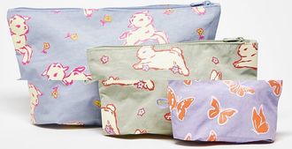 Baggu Go Pouch - 3er-Pack Beutel mit fr&uuml;hlingshaften Tierprints-Bunt