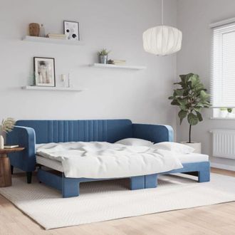 vidaXL Tagesbett Ausziehbar Blau 100x200 cm Samt Vidaxl