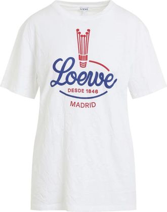Loewe Femme, Tops, Blanc, Taille: 36 FR T-shirt en m&eacute;lange de coton froiss&eacute;