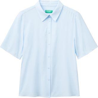 Benetton Damen Camicia 5wpwdq0b1 Hemd, blau, Medium