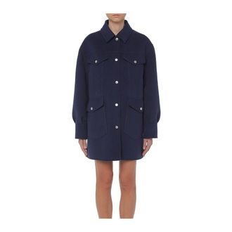 Moschino Wollmischung Einreiher Mantel - - Coats - Damen - Blau - M