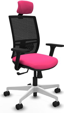 Piqueras y Crespo B&uuml;rodrehstuhl mit 3D-Armen, h&ouml;henverstellbarer Lendenwirbelst&uuml;tze und h&ouml;henverstellbarem Kopfteil, ausgestattet mit 4 Positionen, Schwarz/Rosa