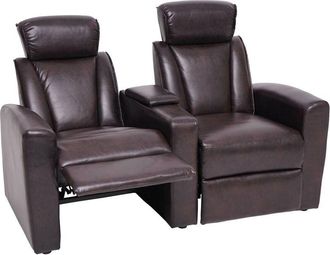 Hhg Neuwertig] 2er Kinosessel HHG 837, Relaxsessel Fernsehsessel Zweisitzer Sofa, Staufach Soft Touch Kunstleder braun