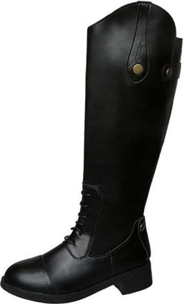 Generic Bottes montantes d&eacute;contract&eacute;es pour femme - Larges mollets - &Eacute;l&eacute;gantes - Couleur unie - Classique - Talon &eacute;pais - Antid&eacute;rapantes - Confortables - &Agrave; en