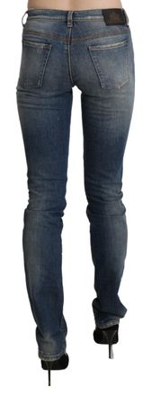 Ermanno Scervino Womens Blue Washed Mid Waist Skinny Denim Jeans Cotton Clothing