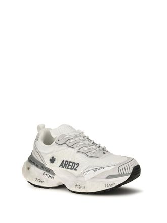 Dsquared2 Mens Faster Sneakers With Patches Bianco Sporco