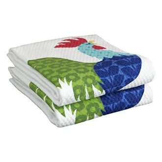 T-fal T-FAL Textiles Geschirrtuch-Set, doppelseitiger Druck, gewebte Baumwolle, 40,6 x 66 cm, Hahnaufdruck, 2 St&uuml;ck