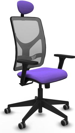 Piqueras y Crespo Schreibtischstuhl mit Gummir&auml;dern, mit 3D-Armlehnen, h&ouml;henverstellbare Lendenwirbelst&uuml;tze und festes Kopfteil, ausgestattet mit 3 Positionen, Grau/Lil